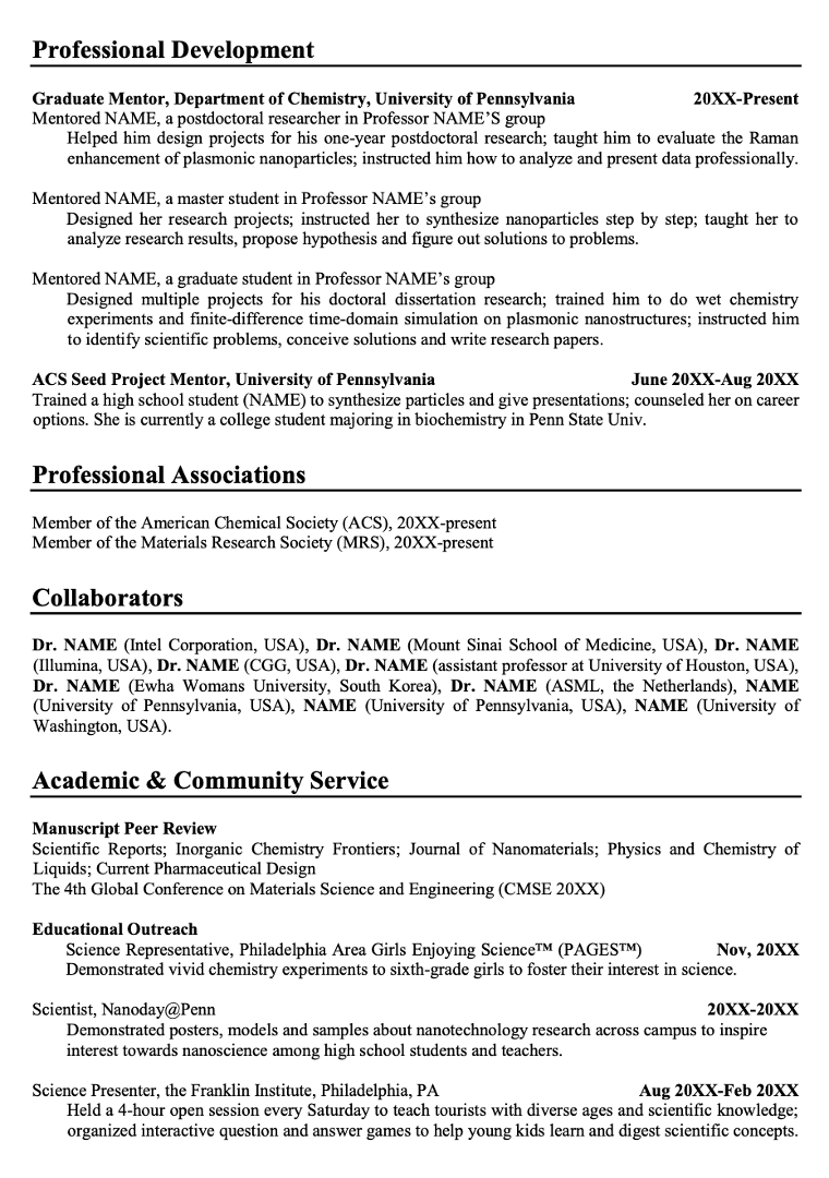 Postdoc Editable CV Template for Chemistry - TempaHive