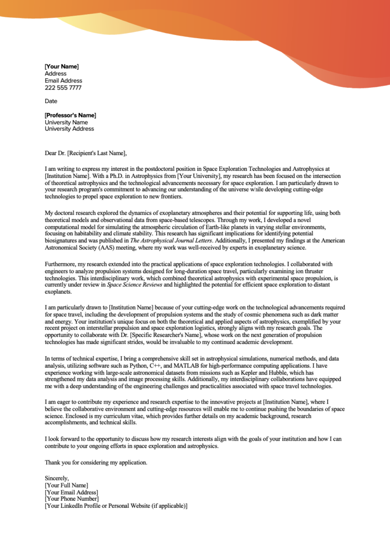 Cover Letter Sample for Postdoc Applications - TempaHive Cover Letter Sample for Postdoc Applications - TempaHive
