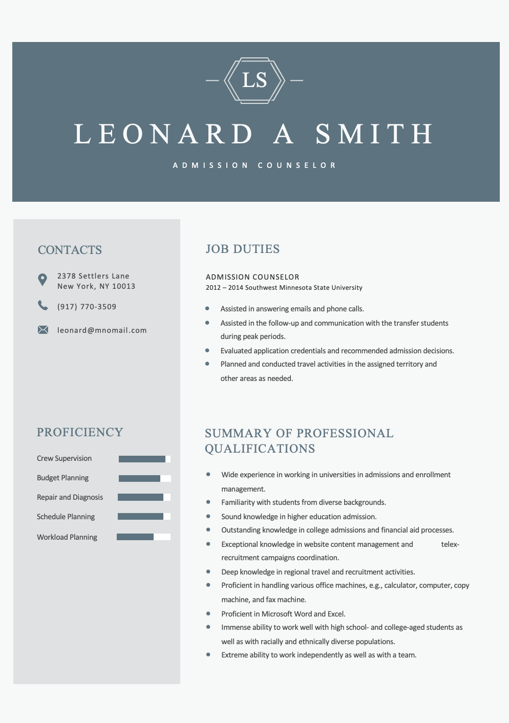 Free Admission Counselor Editable Resume Template - TempaHive