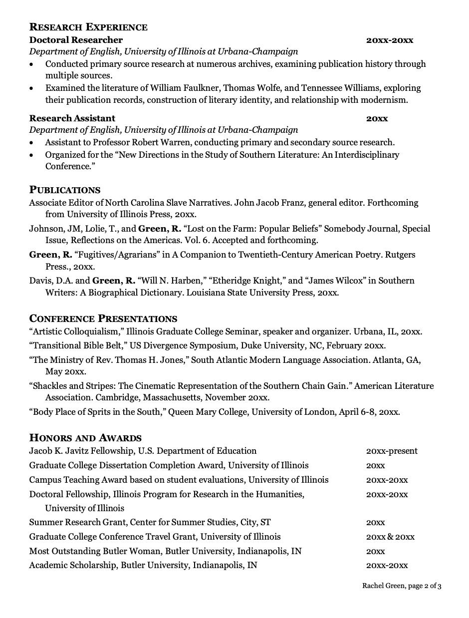 Free Editable Postdoctoral CV Template - TempaHive