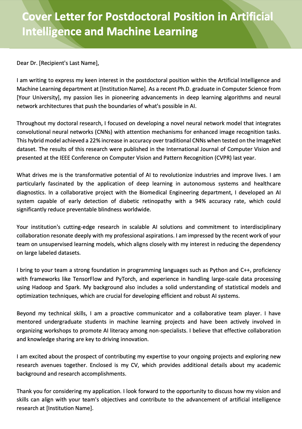 Postdoctoral Cover Letter Template - TempaHive