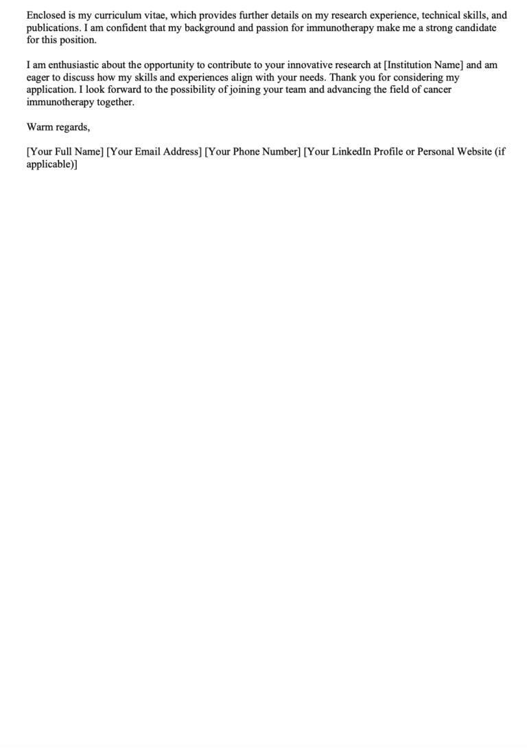 Postdoctoral Researcher Cover Letter Example - TempaHive