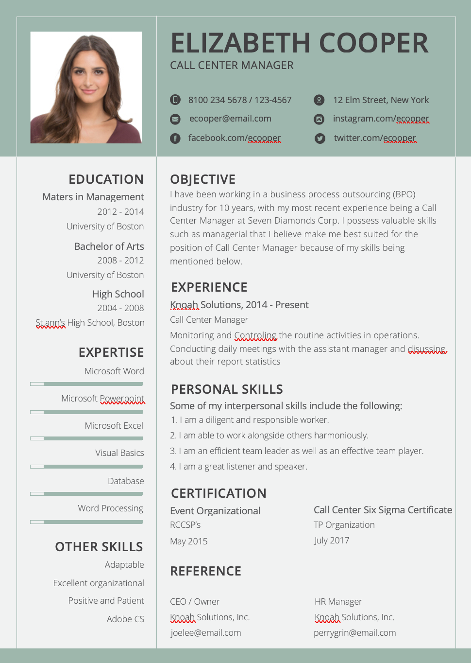 Free BPO Resume Template - TempaHive