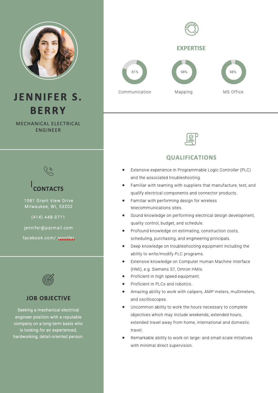Free Mechanical and Electrical Engineering Resume Template - TempaHive